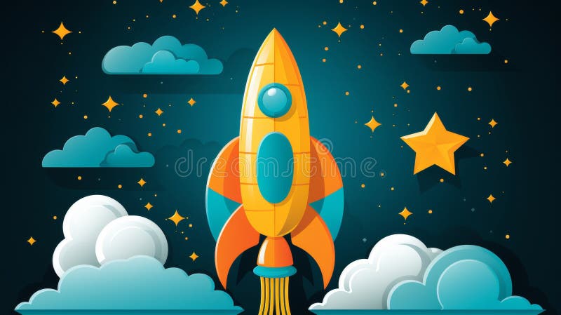 Space Rocket Launching from Earth, Blasting Off into the Atmosphere and ...