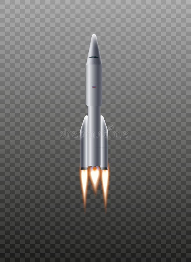 Space Rocket Launching with Flame, Realistic Vector Illustration ...