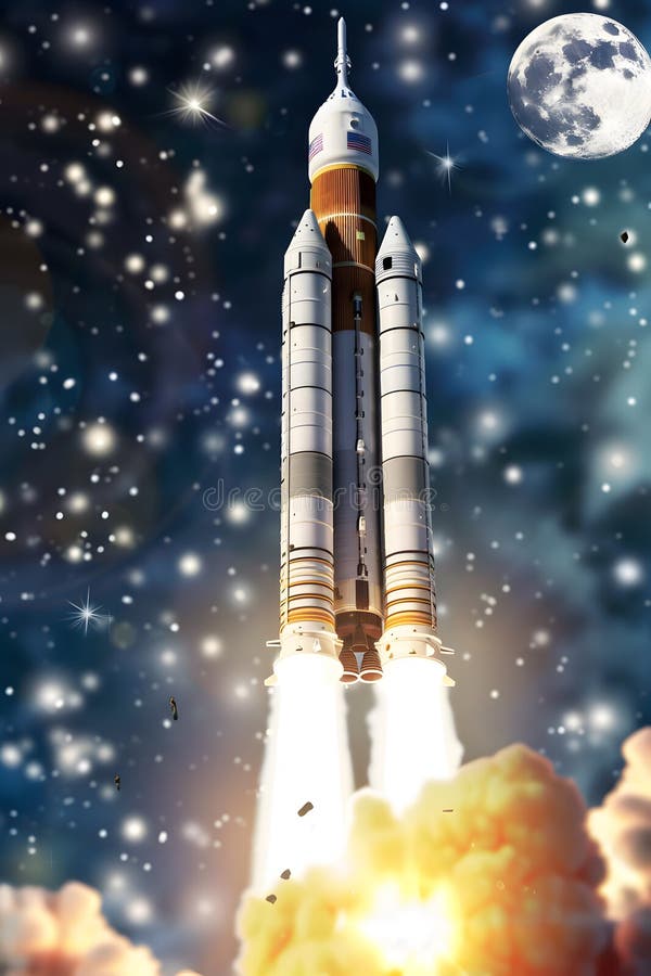 A Space Rocket Launching Scene Stock Photo - Image of power, astronaut ...