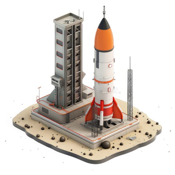 Ready for Launch: Space Rocket on the Lunar Launchpad Stock ...