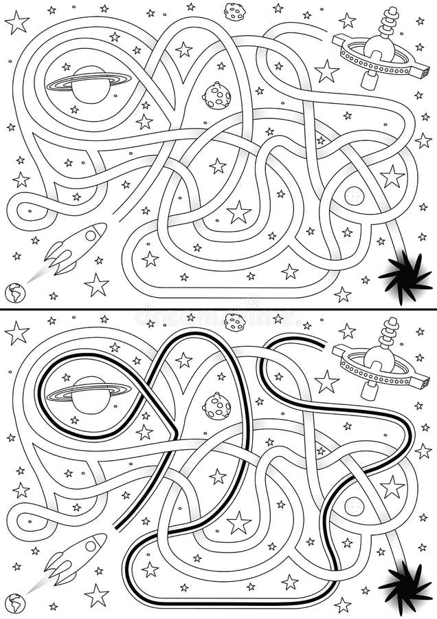Space rocket maze stock vector. Illustration of game - 25225531