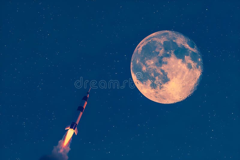 Space Rocket on a Mission To Moon Stock Image - Image of galaxy, launch ...