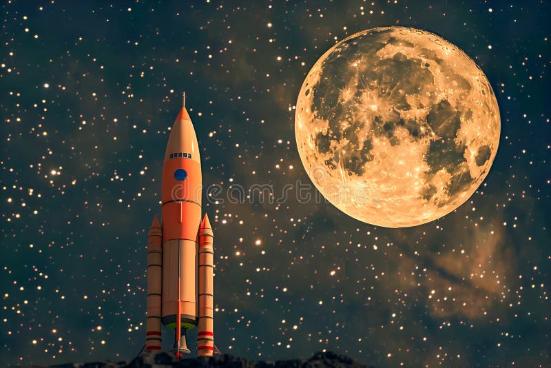 Space Rocket on a Mission To the Moon Stock Photo - Image of universe ...
