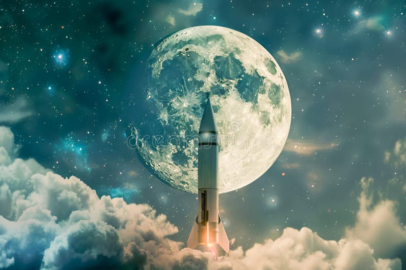 Space Rocket on a Mission To the Moon Stock Image - Image of astronaut ...