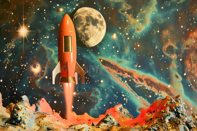 Space Rocket on a Mission To the Moon Stock Photo - Image of stars ...