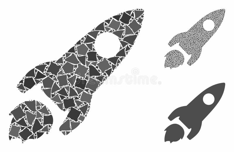 Space Rocket Mosaic Icon of Rugged Elements Stock Illustration ...