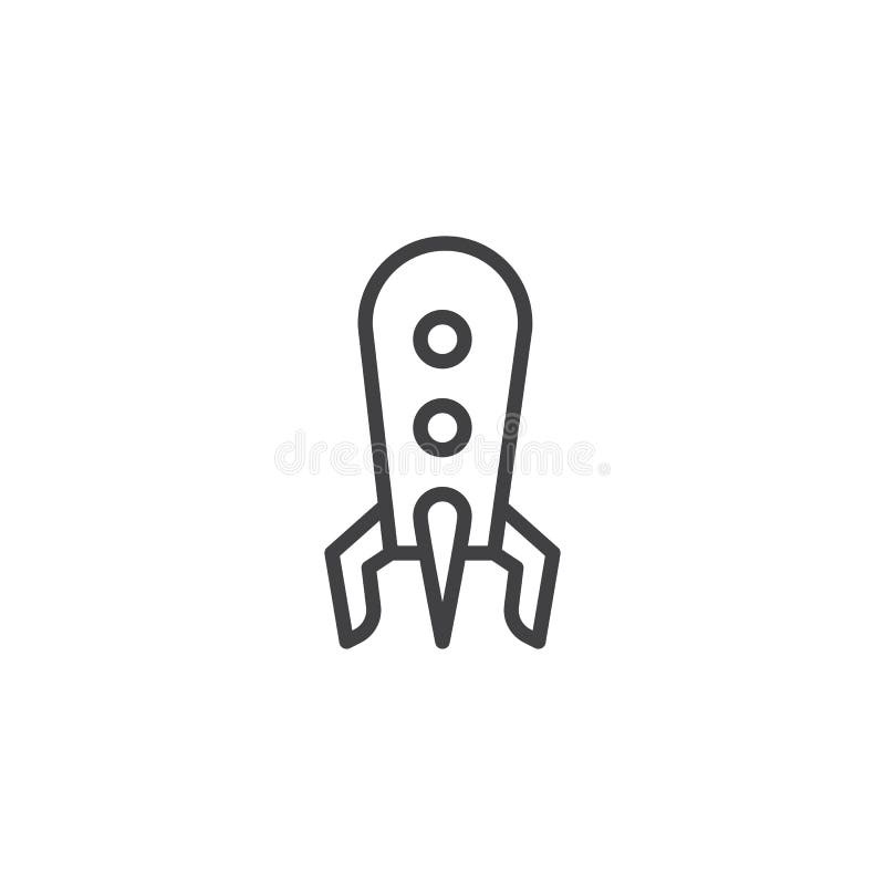 Space Rocket outline icon stock vector. Illustration of retro - 128036354