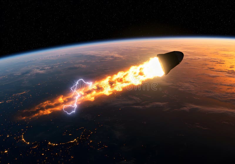 Space rocket re entry stock illustration. Illustration of descending ...