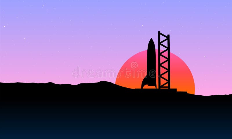 Spaceship Countdown. Rocketship Launch at Base. Space Station NASA ...