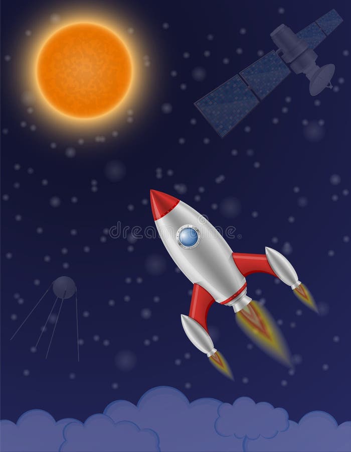 Retro Spaceship Landing stock vector. Illustration of martian - 27269343