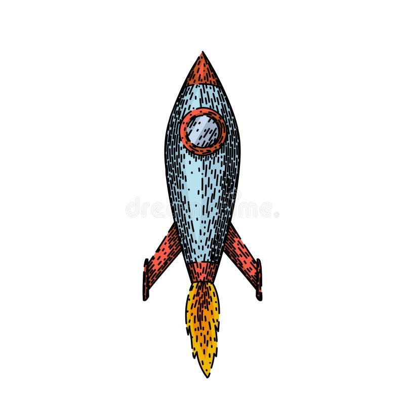 Space Rocket Sketch Hand Drawn Vector Stock Illustration - Illustration ...