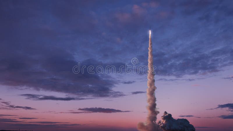 Space Rocket with Smoke and Blast Will Successfully Take Off into the ...