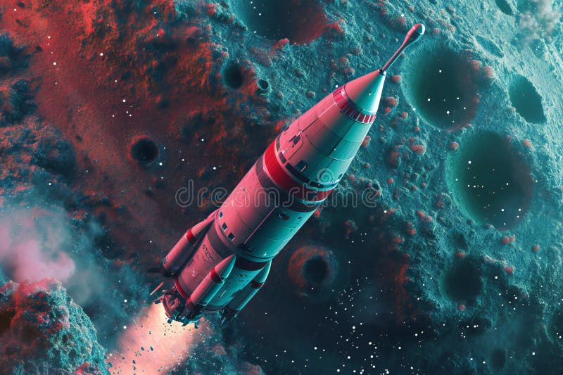 Space Rocket in Space, Space Exploration Concept Stock Illustration ...