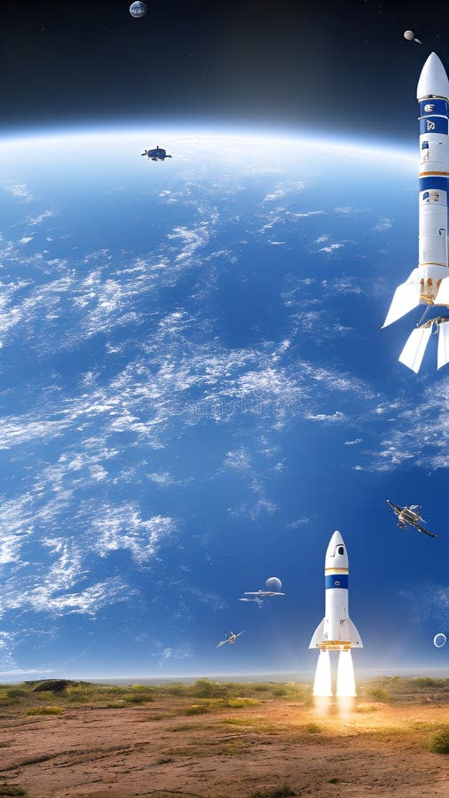 Space Exploration, Human Technology, Space Station, Space Rocket Stock ...