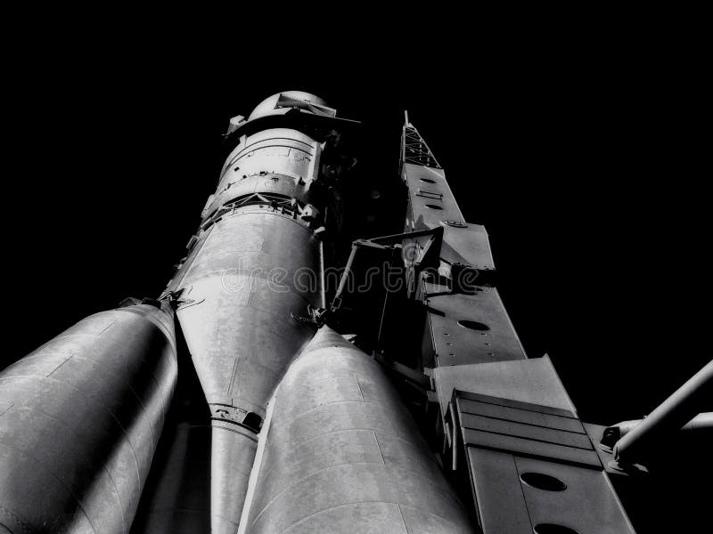 Space Rocket on Start in Black and White Image Stock Photo - Image of ...