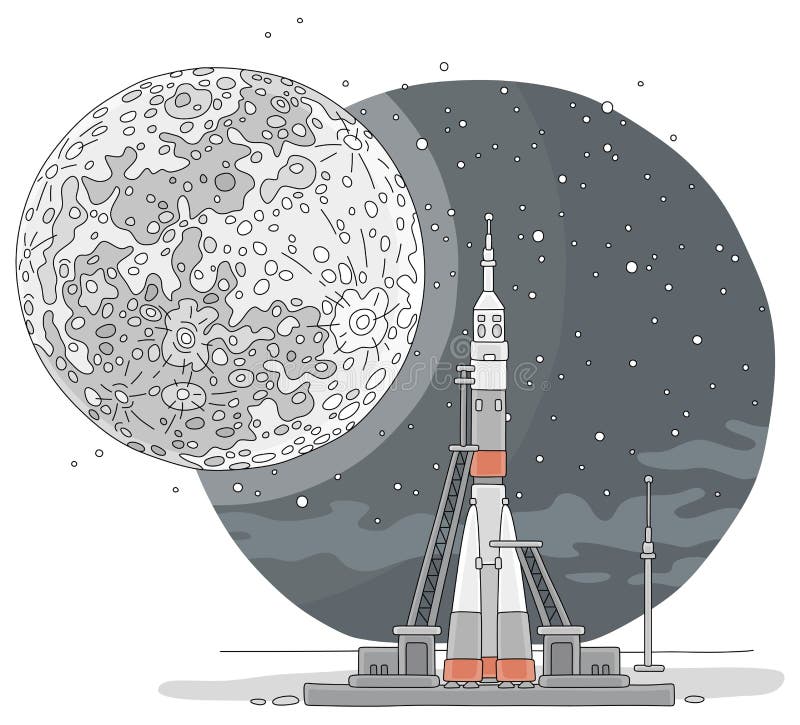 Space Rocket before Start To the Moon Stock Vector - Illustration of ...