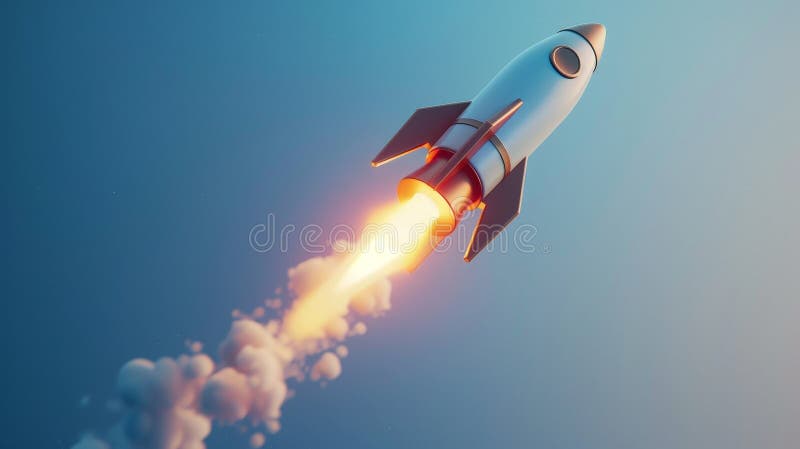 A Space Rocket Taking Off, Rocket Ship Launch, Startup Concept with ...