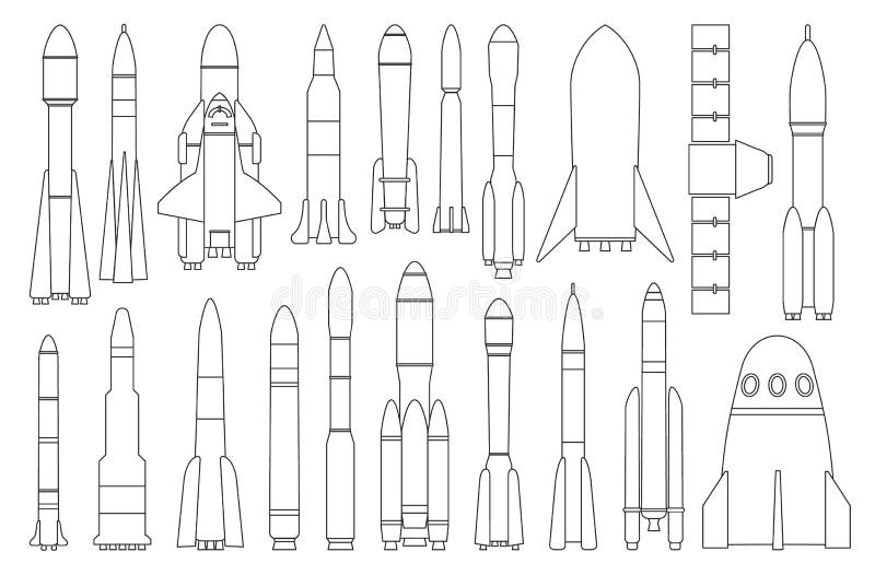 Rocketship Outline Stock Illustrations – 590 Rocketship Outline Stock ...