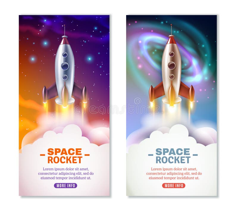 Space Rocket Vertical Banners Stock Vector - Illustration of cosmic ...