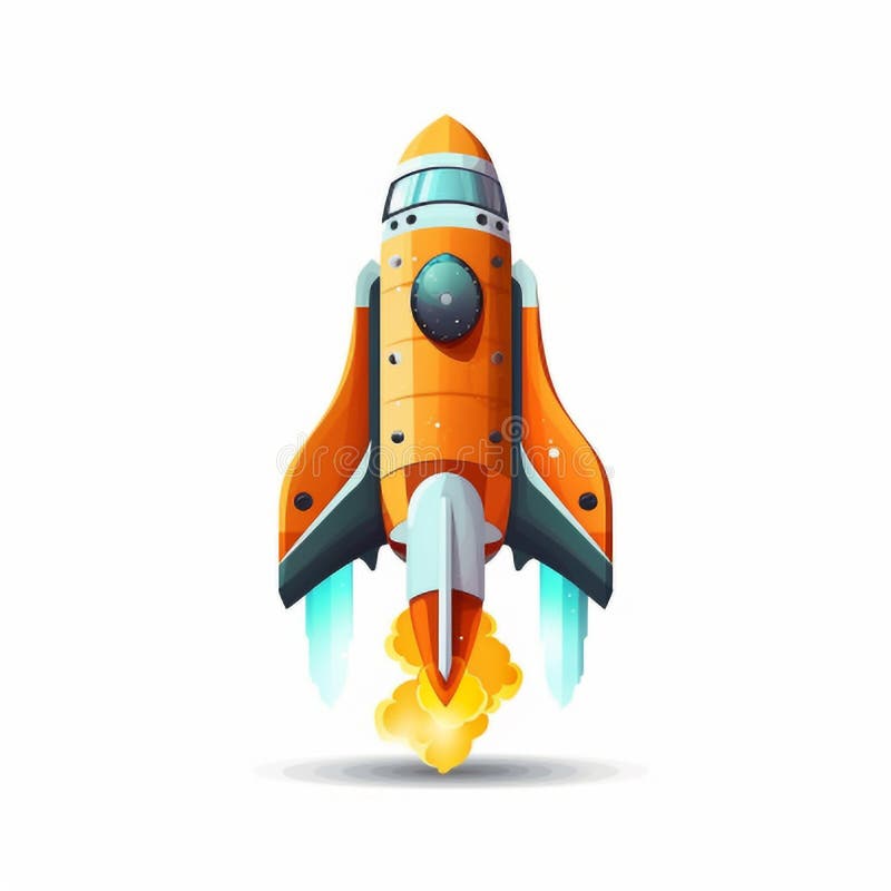 Space Rocket on a White Background Stock Illustration - Illustration of ...