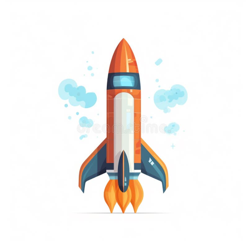 Space Rocket on a White Background Stock Illustration - Illustration of ...