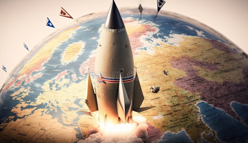 Space Rockets Starting from Planet Stock Illustration - Illustration of ...