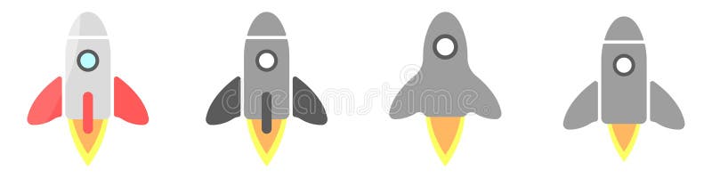 Space Rockets Vector Set. Cute Cartoon Rockets Vector. Set of Space ...