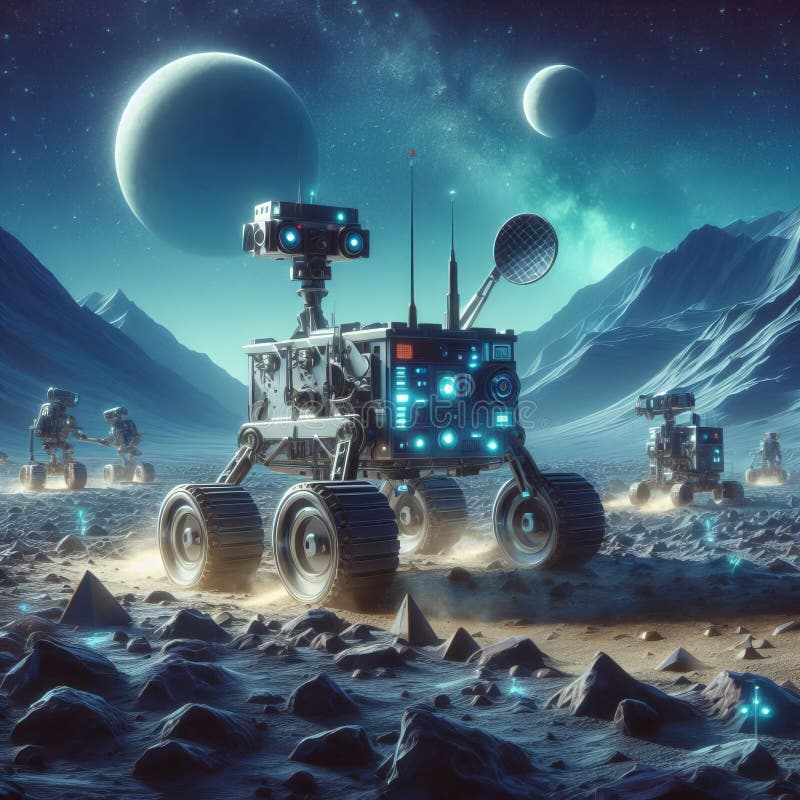 Space Rover Simulation Terrain Traversal Sample Collection Robo Stock ...