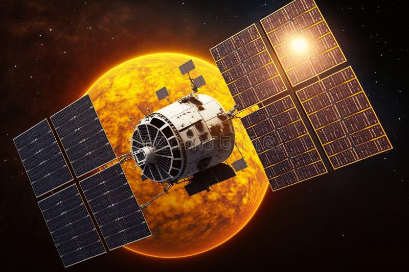 Space Satellite on Earth Orbit, Earth Orbit Space Satellite with Solar ...