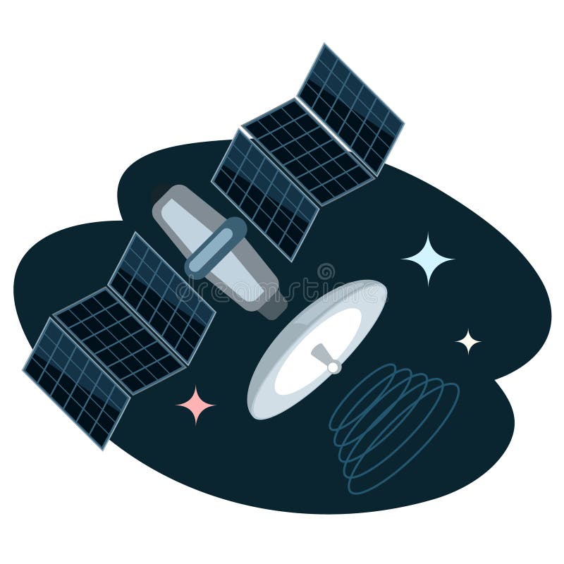 Space satellite icon stock vector. Illustration of vector - 155229836