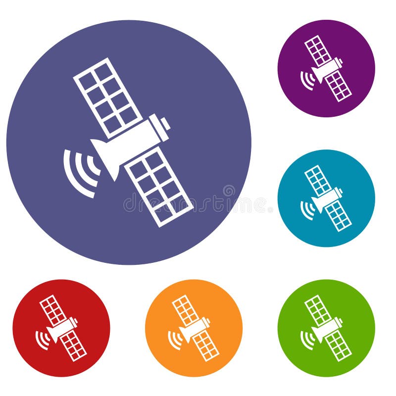 Space satellite icons set stock vector. Illustration of earth - 95684380
