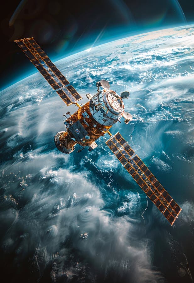 Space Satellite Orbiting the Earth. Realistic Photograph of a Satellite ...