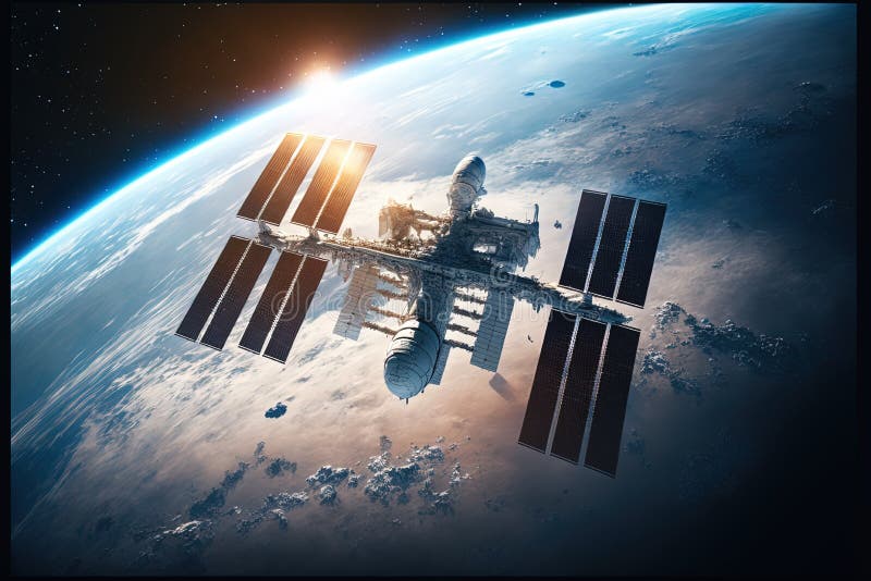 Space Satellite Orbiting the Earth, Space Technology. Generative Ai ...