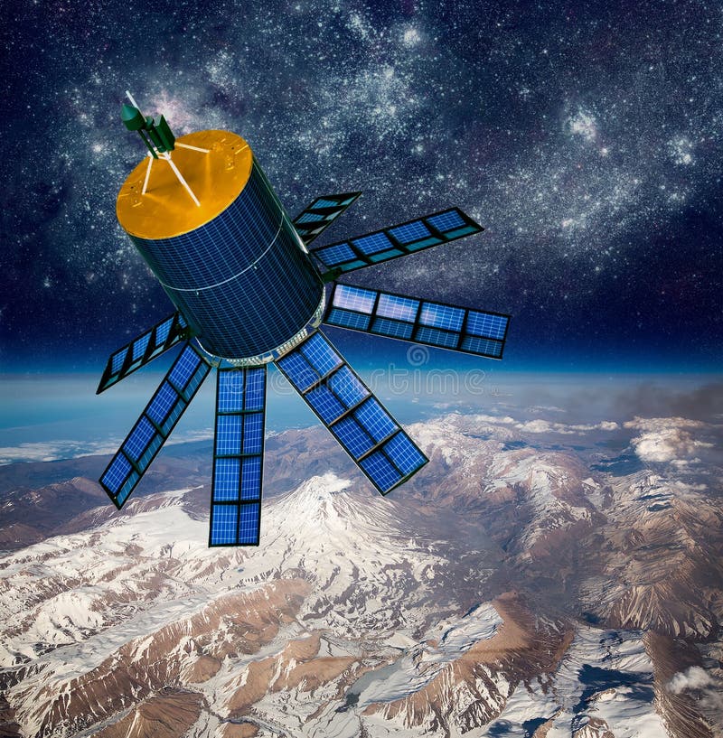 Space Satellite Over the Planet Earth Stock Photo - Image of outer ...