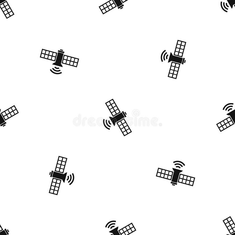 Space Satellite Pattern Seamless Black Stock Vector - Illustration of ...