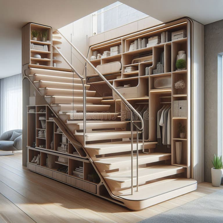 Space Saving Staircase Compact Multi Functional Staircase with Stock ...