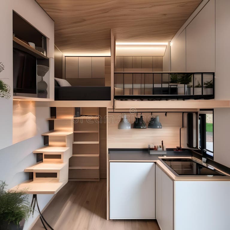 A Space-saving Tiny House Interior with Multifunctional Furniture and ...