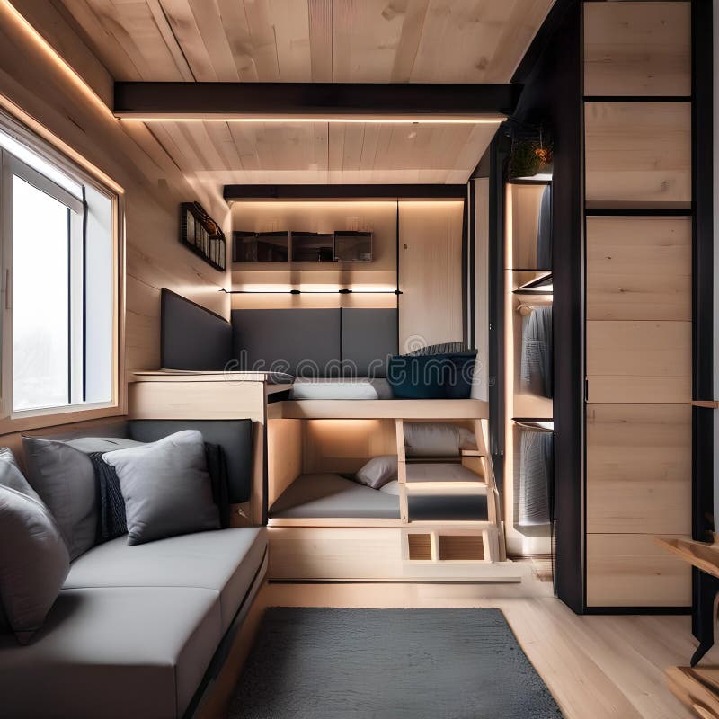 A Space-saving Tiny House Interior with Multifunctional Furniture and ...