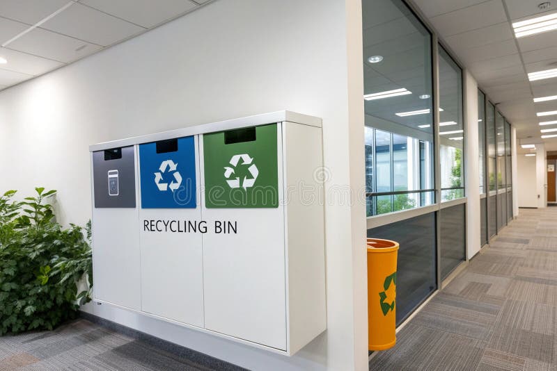 Wall-mounted recycling bin stock illustration. Illustration of ...