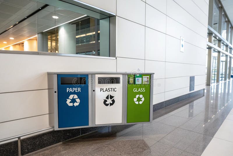 Wall-mounted recycling bin stock illustration. Illustration of ...