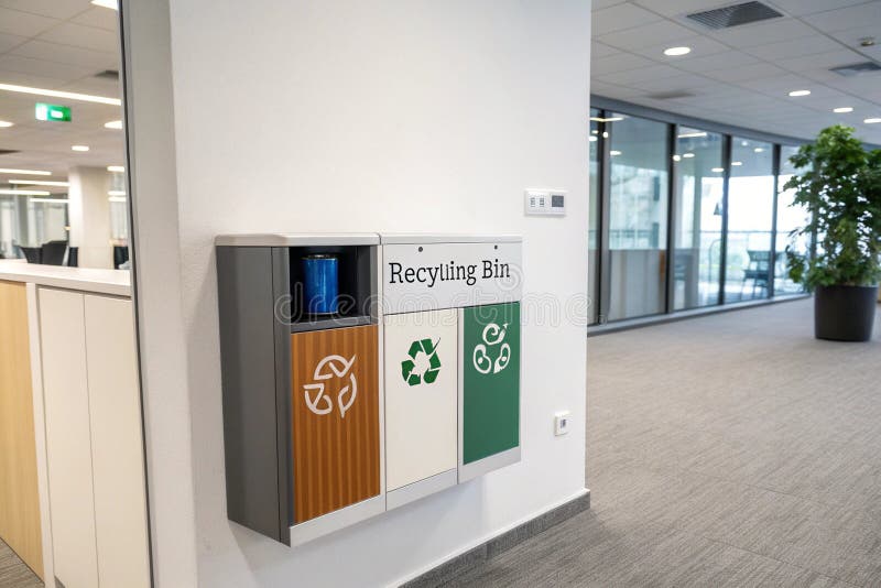 Wall-mounted recycling bin stock illustration. Illustration of ...