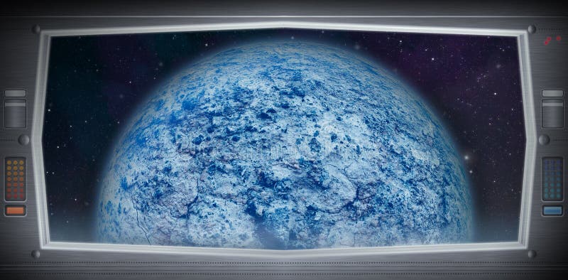 Alien World As Seen from a Spaceship Window Stock Illustration ...