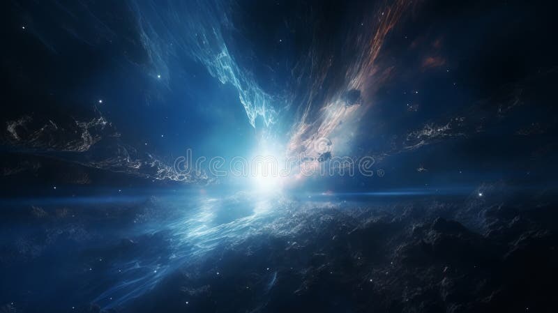 A Space Scene with a Bright Light Coming Out of the Center Stock ...