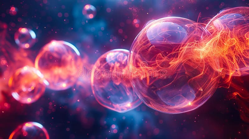 A Space Scene with Bubbles and Fire Stock Image - Image of space ...