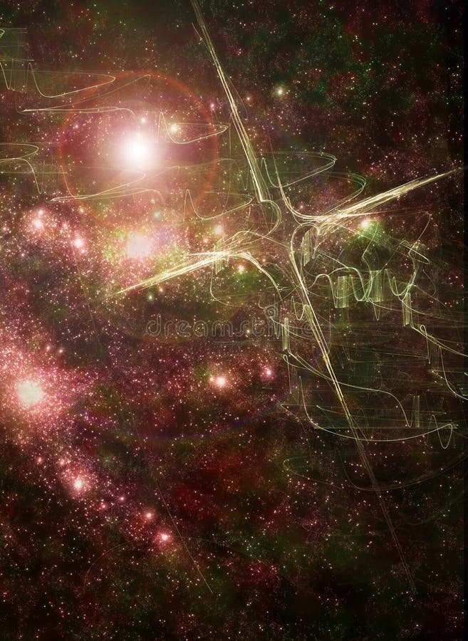 Space scene with a cross stock illustration. Illustration of black ...