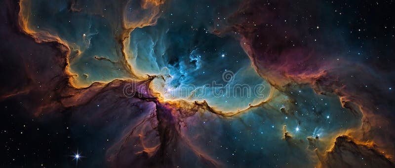 Space Scene with Deep Space Nebula Stock Illustration - Illustration of ...