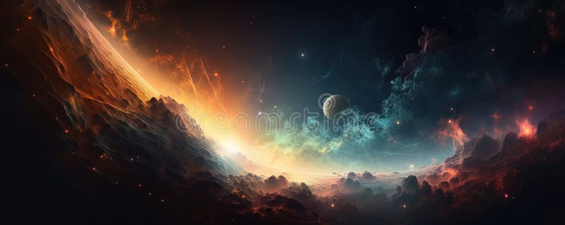 A Space Scene with a Distant Star in the Distance and a Distant Planet ...