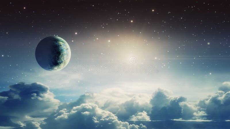 Space Scene. Falling Star with Cloud and Planet. Elements Furnished by ...