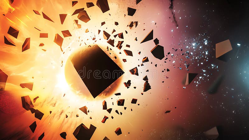 A Space Scene with a Large Explosion and a Black Square in the Middle ...