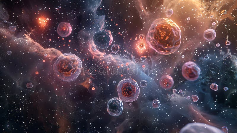 A Space Scene with Many Cells and Stars Stock Image - Image of ...